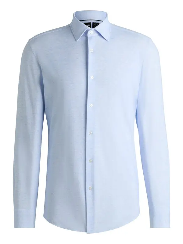 BOSS Slim-fit Shirt In Printed Performance Fabric - Light Blue