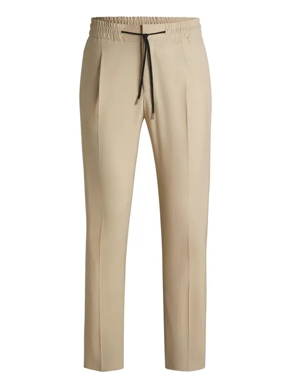 Hugo Slim-fit Trousers In Mohair-look Dobby - Light Beige