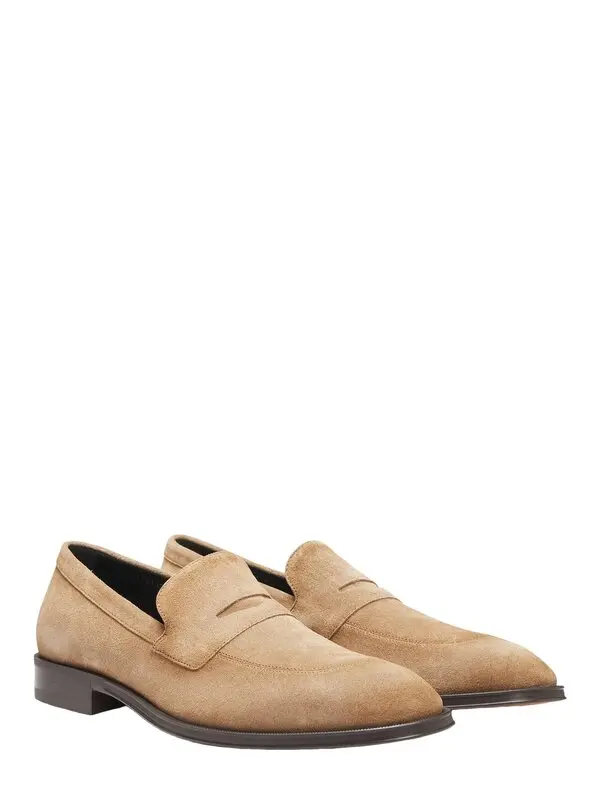 BOSS Italian-made Suede Loafers - Beige