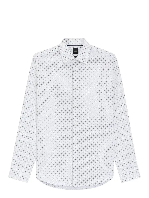 BOSS Regular-fit Shirt In Printed Stretch-cotton Poplin - White