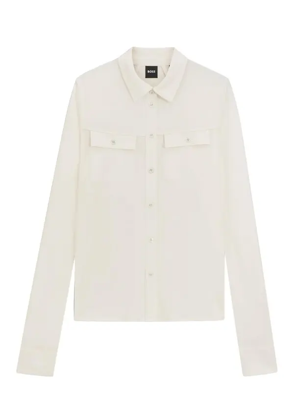 BOSS Slim-fit Matte Jersey Blouse - White