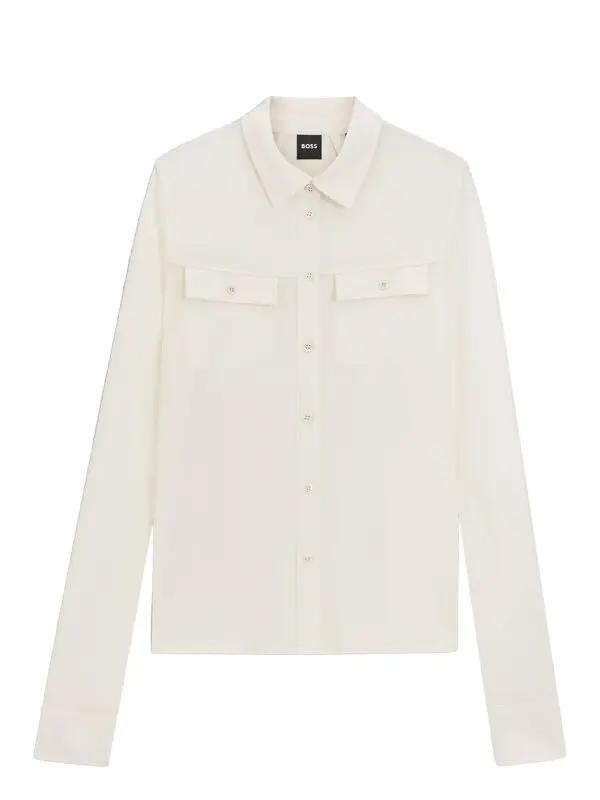 BOSS Slim-fit Matte Jersey Blouse - White