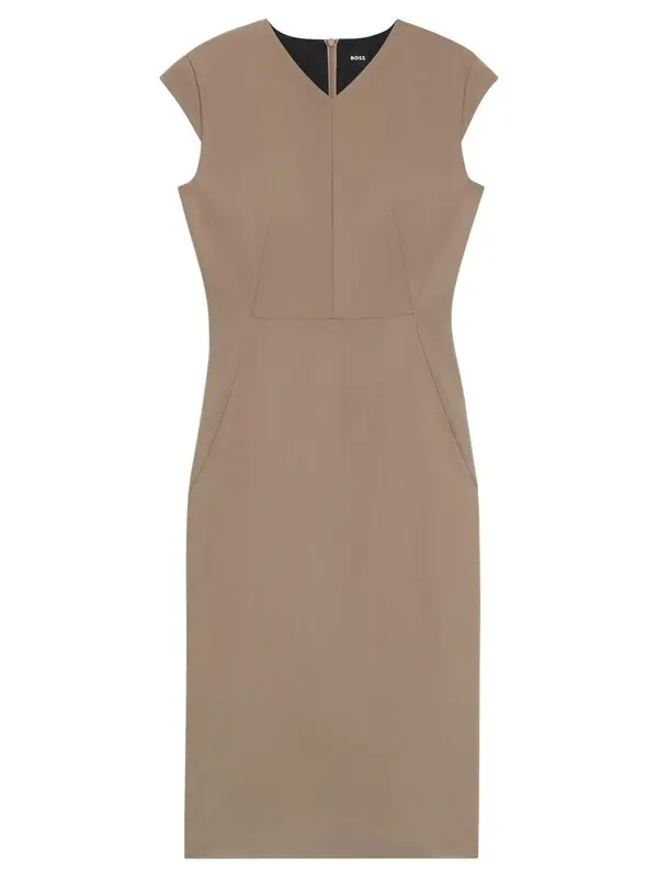 BOSS Stretch-fabric Sheath Dress - Light Brown