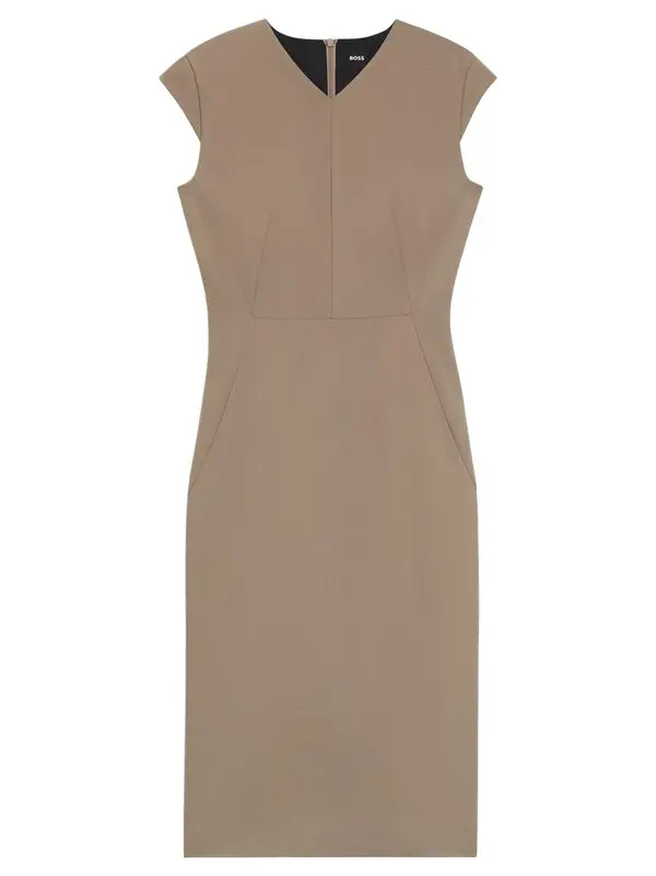 BOSS Stretch-fabric Sheath Dress - Light Brown