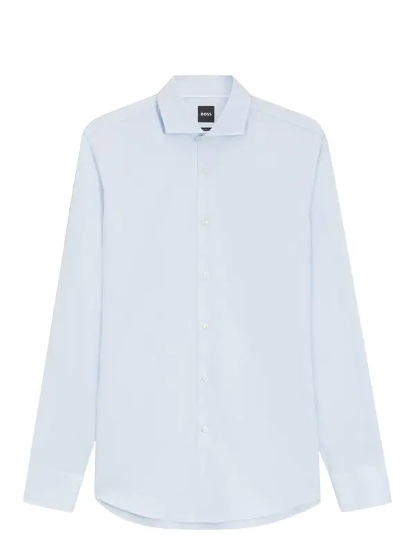 BOSS Slim-fit Shirt In A Structured Cotton Blend - Light Blue