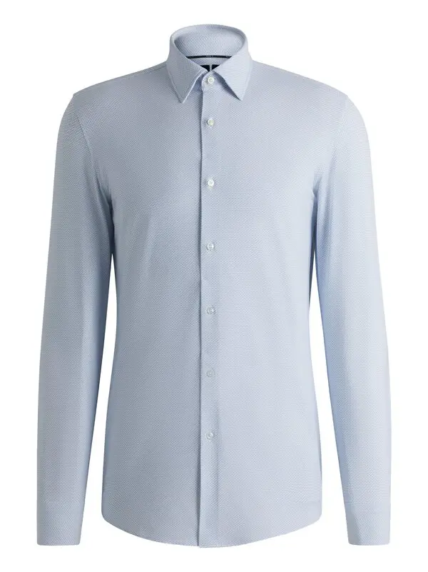 BOSS Slim-fit Shirt In Structured Performance Fabric - Light Blue