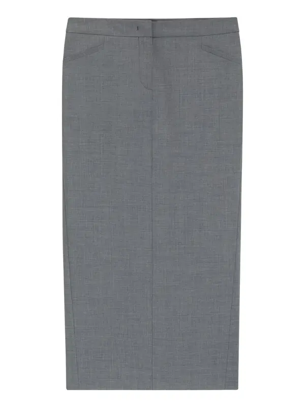 BOSS Pencil Skirt In Virgin Wool - Dark Grey