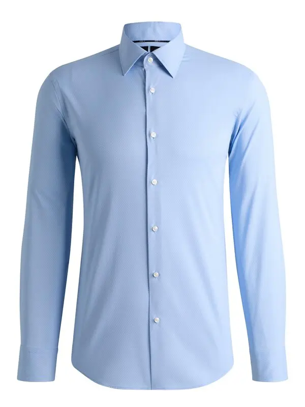 BOSS Regular-fit Shirt In Structured Stretch Fabric - Light Blue