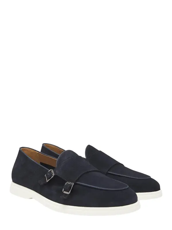 BOSS Suede Monk Strap Shoe - Dark Blue