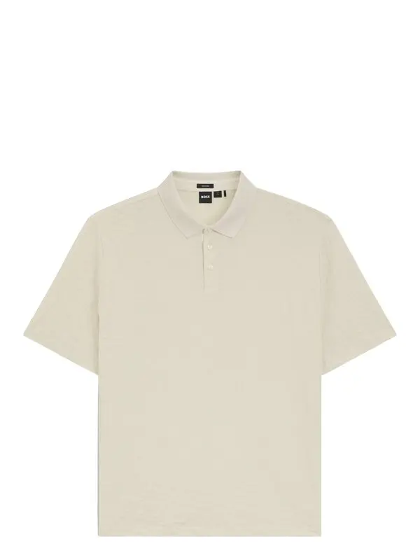 BOSS Monogram-jacquard Polo Shirt In Mercerised Cotton - White