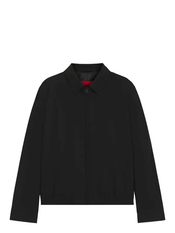Hugo Slim-fit Jacket In Wool-blend Poplin - Black
