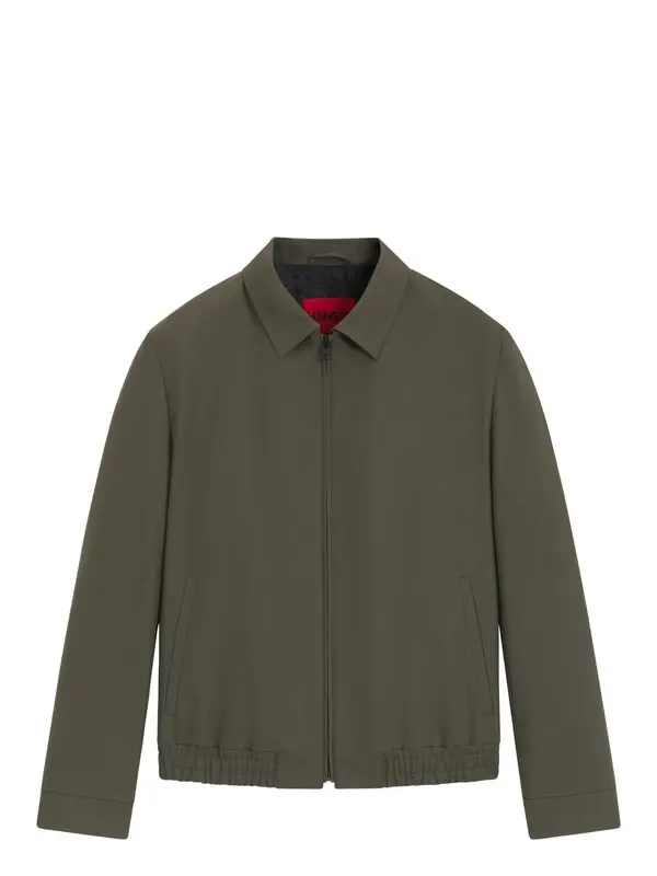 Hugo Slim-fit Jacket In Wool-blend Poplin - Light Green