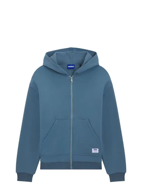 Hugo Cotton-blend Zip-up Hoodie - Light Blue