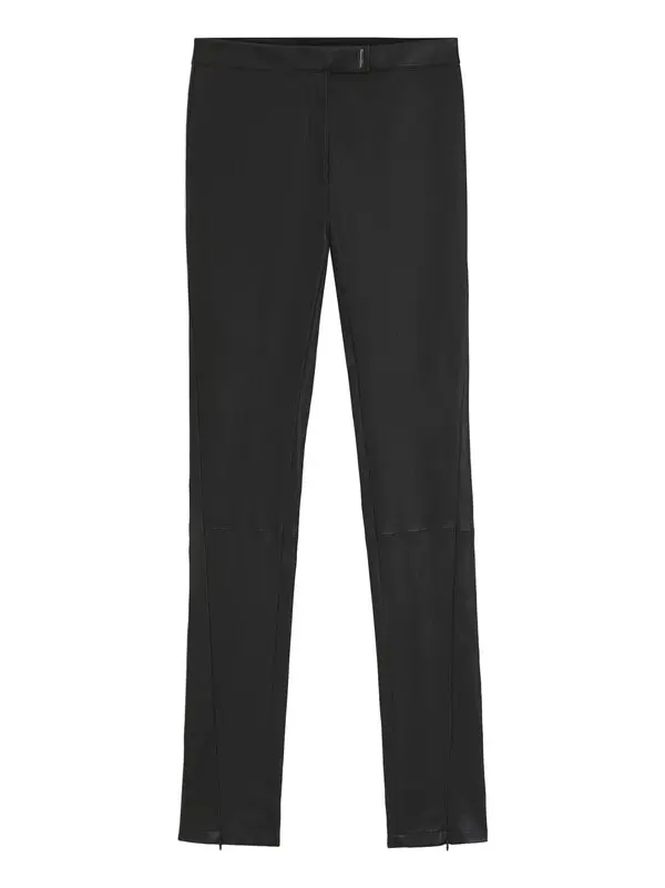 BOSS Leather Leggings With Logo-hook Closure - Black