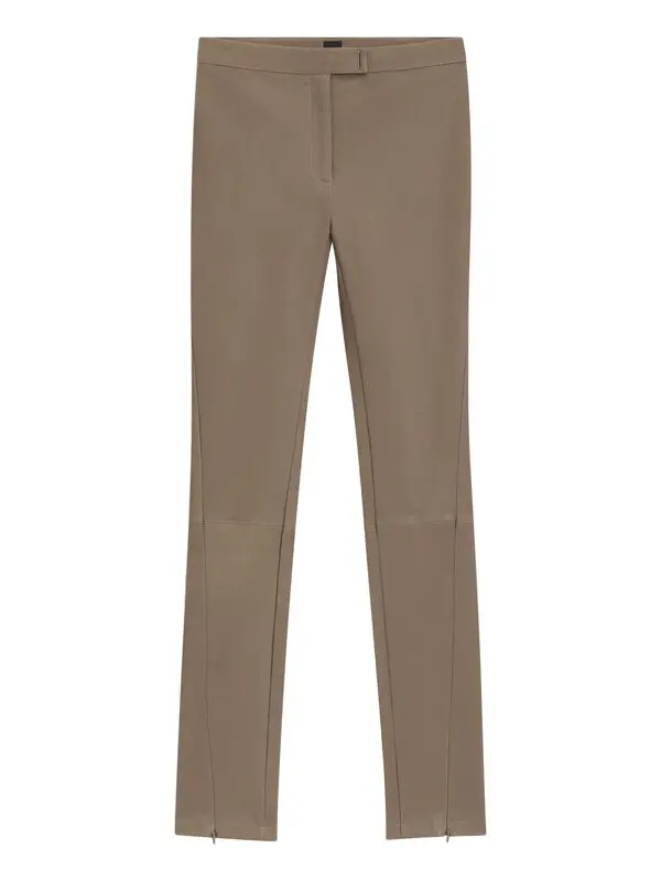 BOSS Leather Leggings With Logo-hook Closure - Light Brown