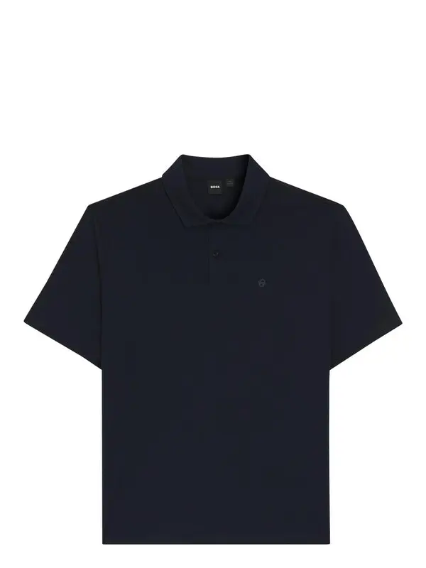 BOSS Cotton Polo Shirt With Double B Monogram - Dark Blue