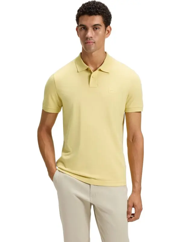 BOSS Slim-fit Stretch-cotton Polo Shirt With Logo Patch - Light Yellow