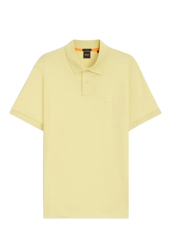 BOSS Slim-fit Stretch-cotton Polo Shirt With Logo Patch - Light Yellow