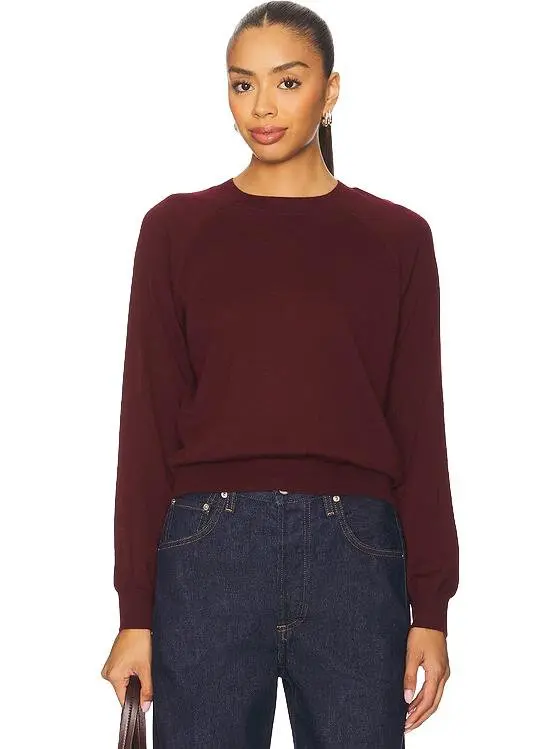 Sprwmn Long Sleeve Raglan Sweater - Wine