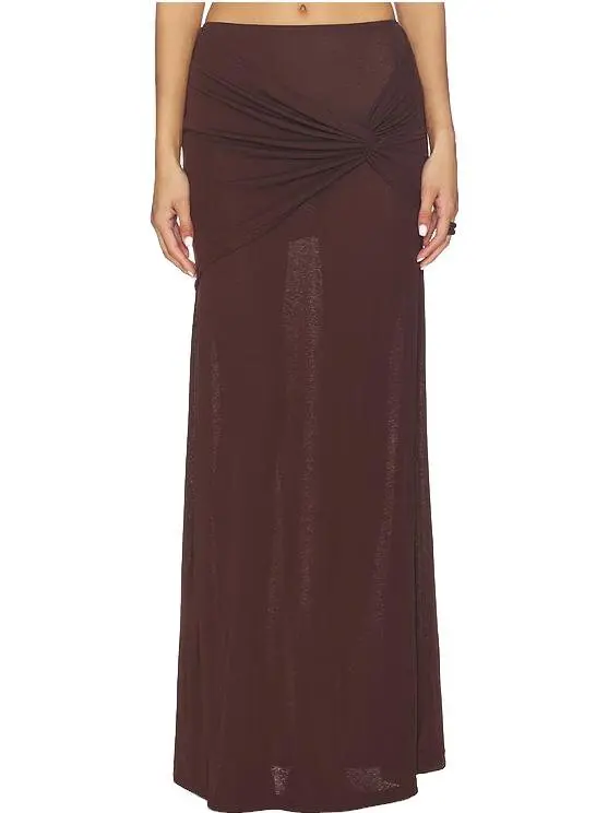 SNDYS Kalea Twist Maxi Skirt - Chocolate