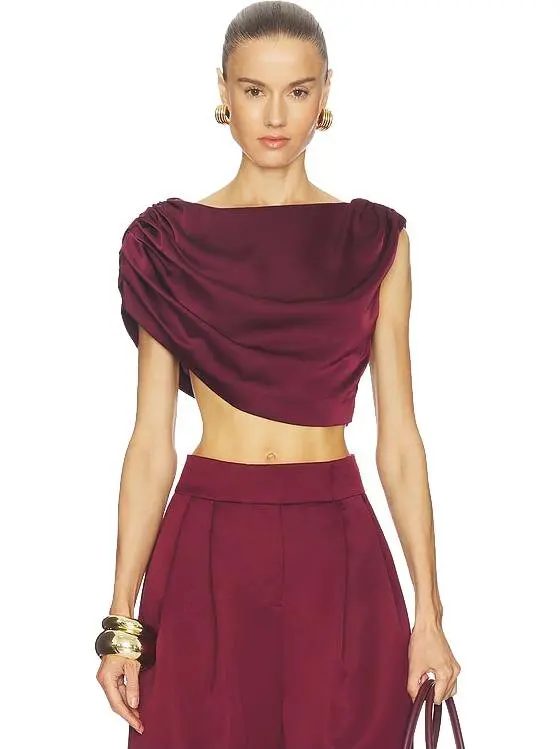 CAMILA COELHO Vionetta Draped Top - Oxblood