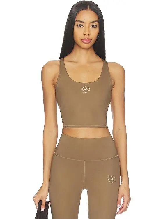 Adidas By Stella McCartney True Strength Yoga Crop Top - Brown Moss