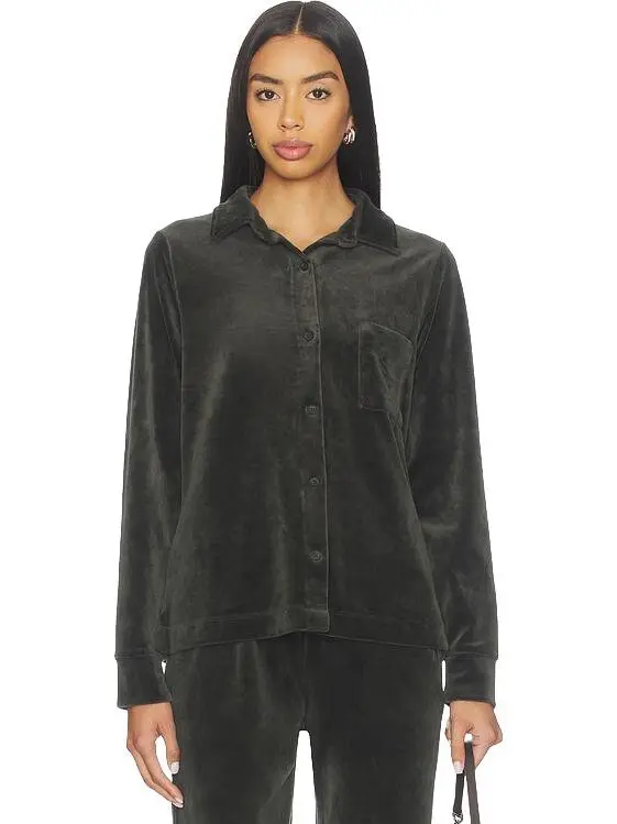 BOBI Long Sleeve Button Up Top - Evergreens