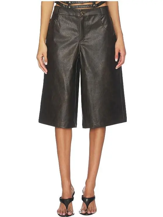 Superdown Faux Leather Short - Black