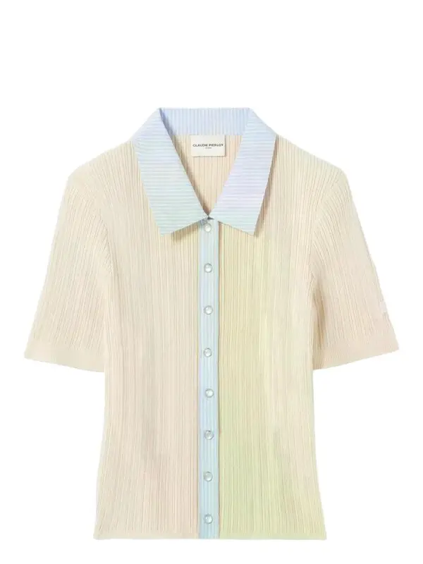 Claudie Pierlot Dual-material Ribbed Knit Shirt - Neutrals