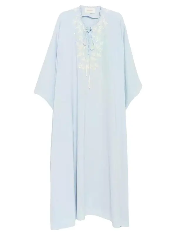 SHATHA ESSA Floral-embellished Maxi Dress - Blue