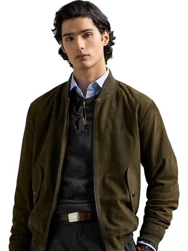 Ralph Lauren Suede Flight Jacket - Dark Loden