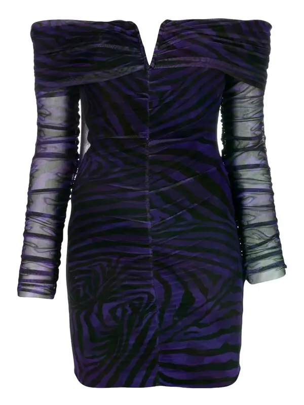 NISSA Zebra-print Off-shoulder Minidress - Black