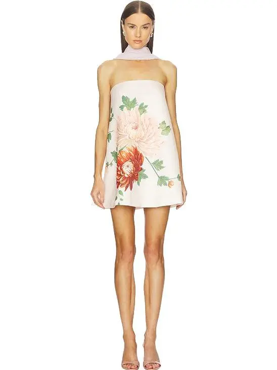 SAU LEE Ruby Dress With Scarf - Blush
