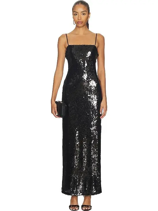 SNDYS. Tori Sequin Maxi Dress - Black