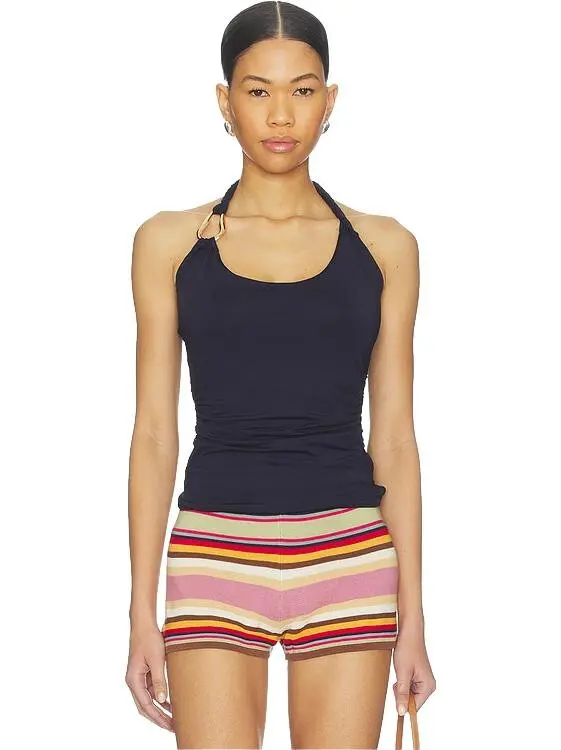 SNDYS. Ash Tank Top With Metallic Accent - Navy