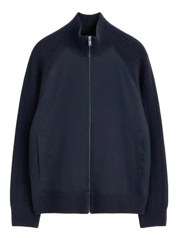 Cos Cotton-paneled Merino Track Jacket - Navy
