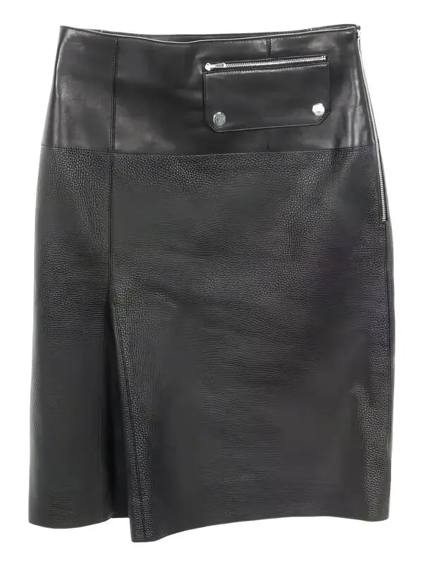 Hermès 2010 Serie Leather Midi Skirt - Black