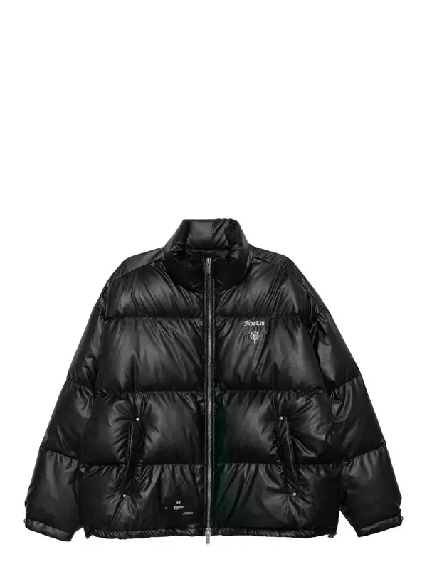 FIVE CM Logo Faux-leather Puffer Jacket - Black