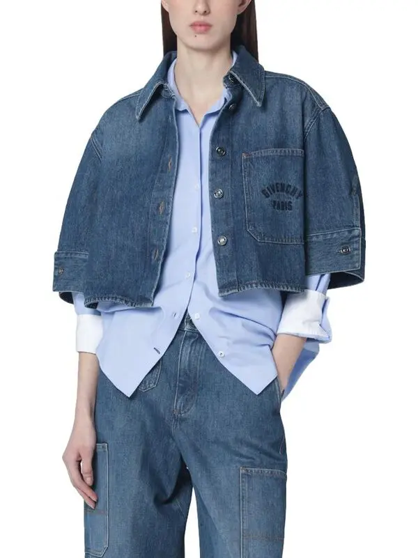 Givenchy Short Cocoon Shirt In Denim - Blue