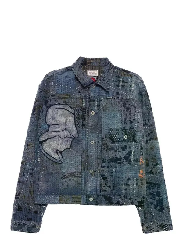 KAFENEO BY TBF Patchwork Jacket - Blue