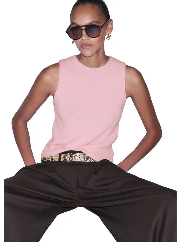 ME+EM Cashmere Knit Vest - Smoke Pink