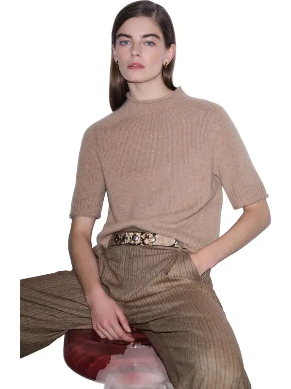 ME+EM Cashmere Knit Tee - Amaretti Brown