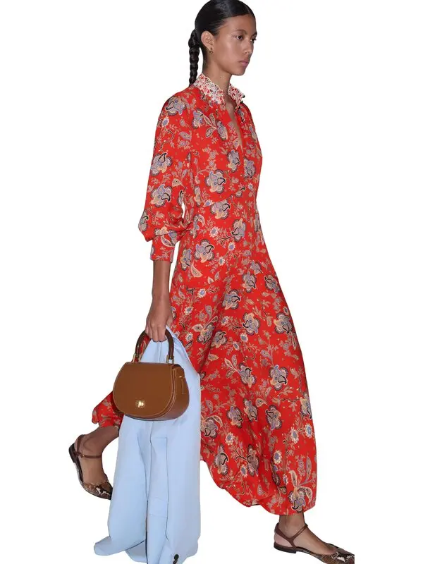 ME+EM Fit & Flare Paisley Print Maxi Dress - Orange