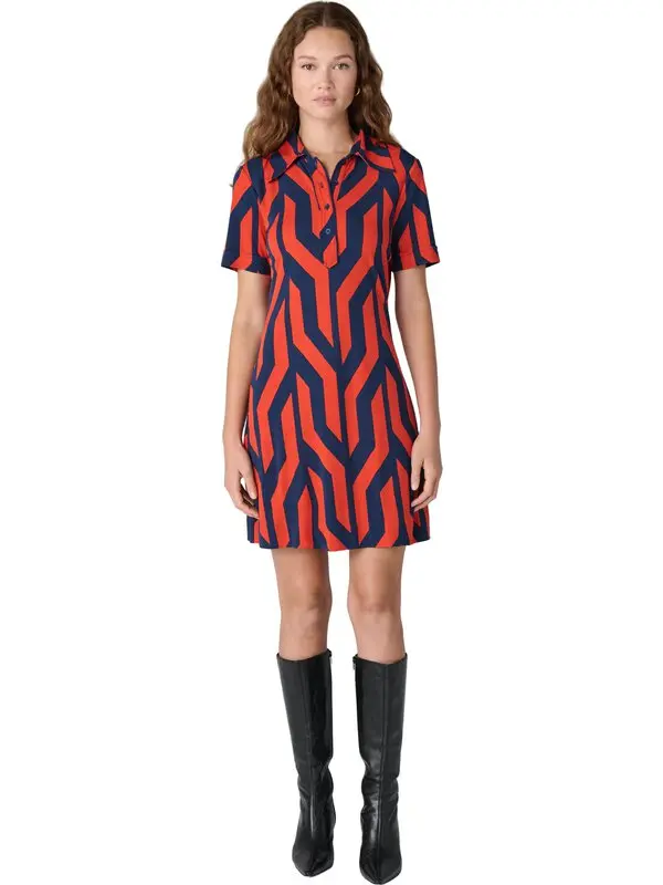 Diane Von Furstenberg Rachel Mini Dress - Giant Why Not Red Clay