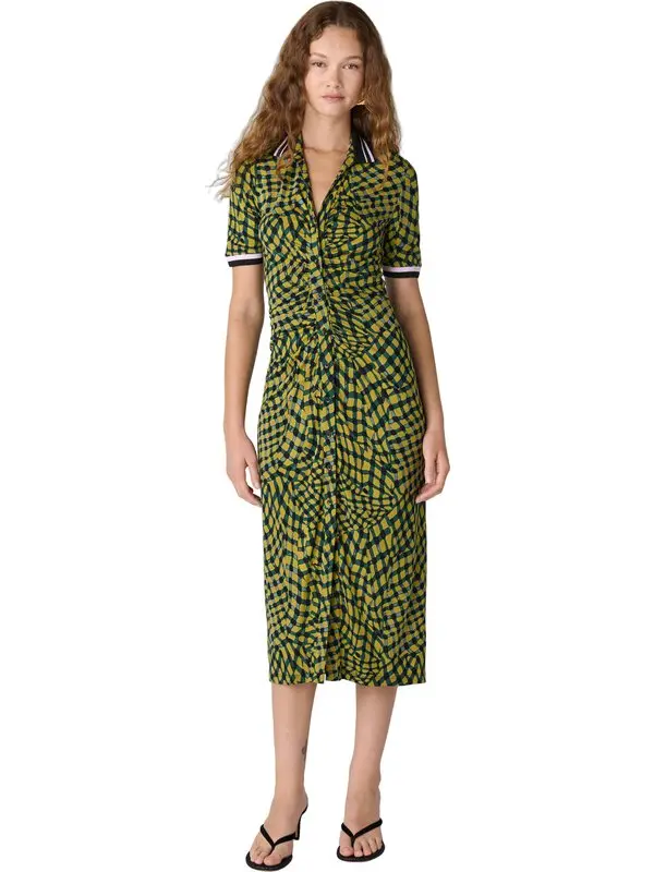 Diane Von Furstenberg Zoey Dress - Mini Floating Plaid Ecru
