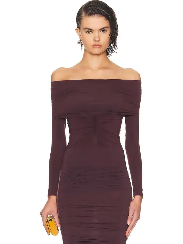 Wolford Sheer Drape Long Sleeve Top - Wild Plum