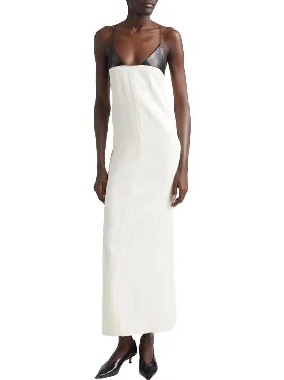 Brandon Maxwell The Bridges Wool & Silk Column Dress - Cream/black