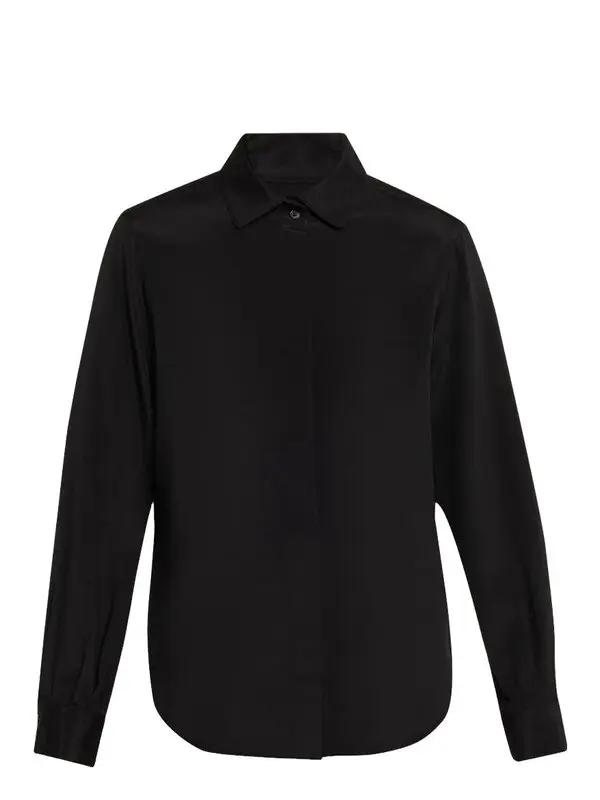 Lafayette 148 New York Pleated Button-down Shirt - Black