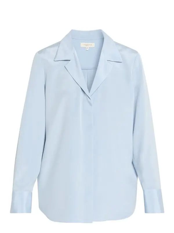 Lafayette 148 New York Pleated Button-down Shirt - Cloud