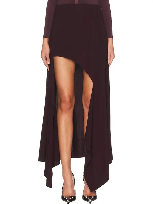 MUGLER Asymmetrical Skirt - Dark Plum